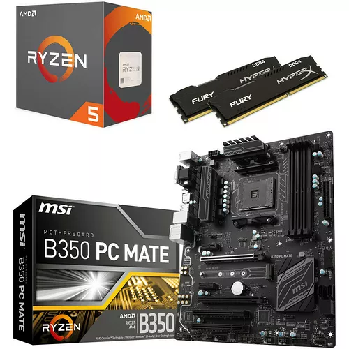 Kit d'évo AMD Ryzen 5 1600X (3.6 GHz) + MSI B350 PC MATE + 8 Go - Kit d ...