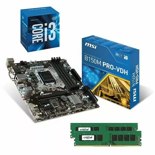 Kit d'évolution Intel Core i3-6100 (3.7 GHz) + MSI B150M PRO-VDH + 8 Go ...