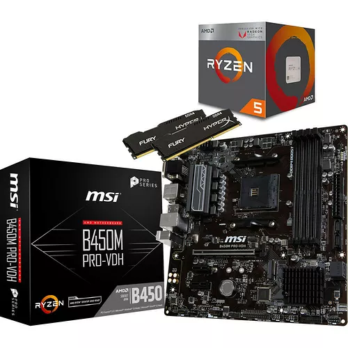 Kit d'évo AMD Ryzen 5 2400G (3.6 GHz) + MSI B450M PRO-VDH + 8 Go - Kit ...