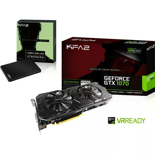 KFA2 GeForce GTX 1070 EXOC, 8 Go + SSD KFA2 Gamer (MLC), 120 Go - Carte ...