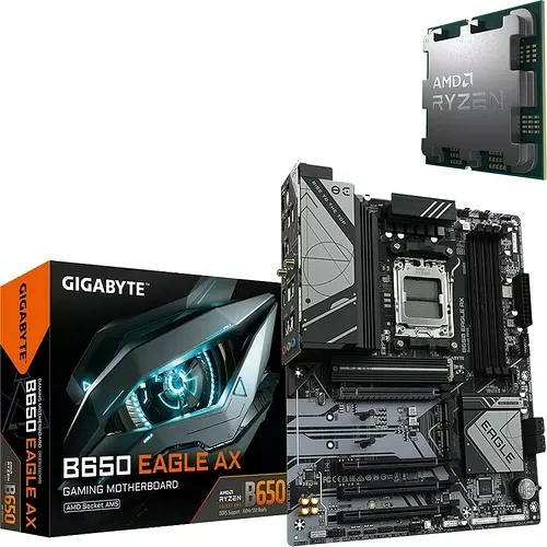 Duo AMD Ryzen 5 7500X3D (Tray) + GIGABYTE B650 EAGLE AX - Kit d ...
