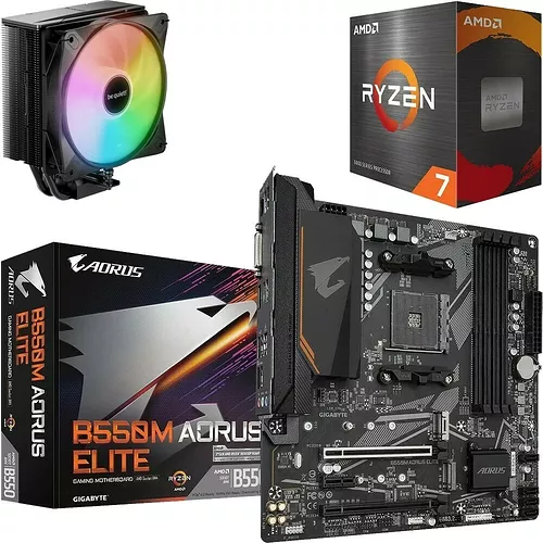 Trio AMD Ryzen 7 5800X + B550M AORUS ELITE + Pure Rock 3 LX - Kit d ...