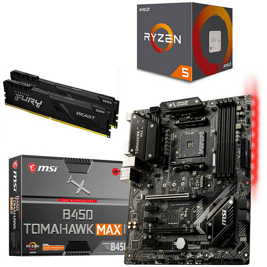 Kit évo AMD Ryzen 5 2600 + MSI B450 TOMAHAWK MAX II + 16 Go - Kit d ...