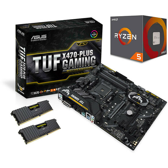 Kit évo AMD Ryzen 5 2600X + Asus TUF X470 PLUS GAMING + 16 Go - Kit d ...