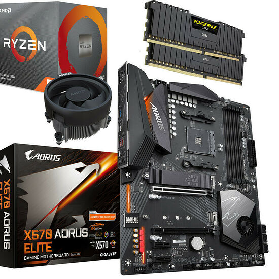 Kit évo Ryzen 5 3600X (3,8 GHz) + Gigabyte X570 AORUS ELITE + 16 Go ...