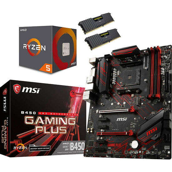 Kit d'évo AMD Ryzen 5 2600 (3.4 GHz) + MSI B450 GAMING PLUS + 16 Go ...